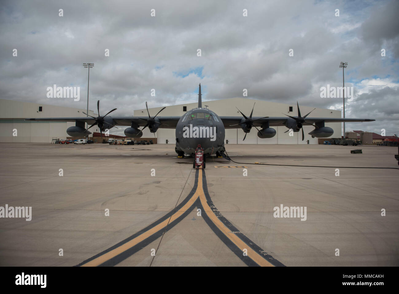 An MC-130J, Commando II, 9th Special Operations Squadron, sits on the ...