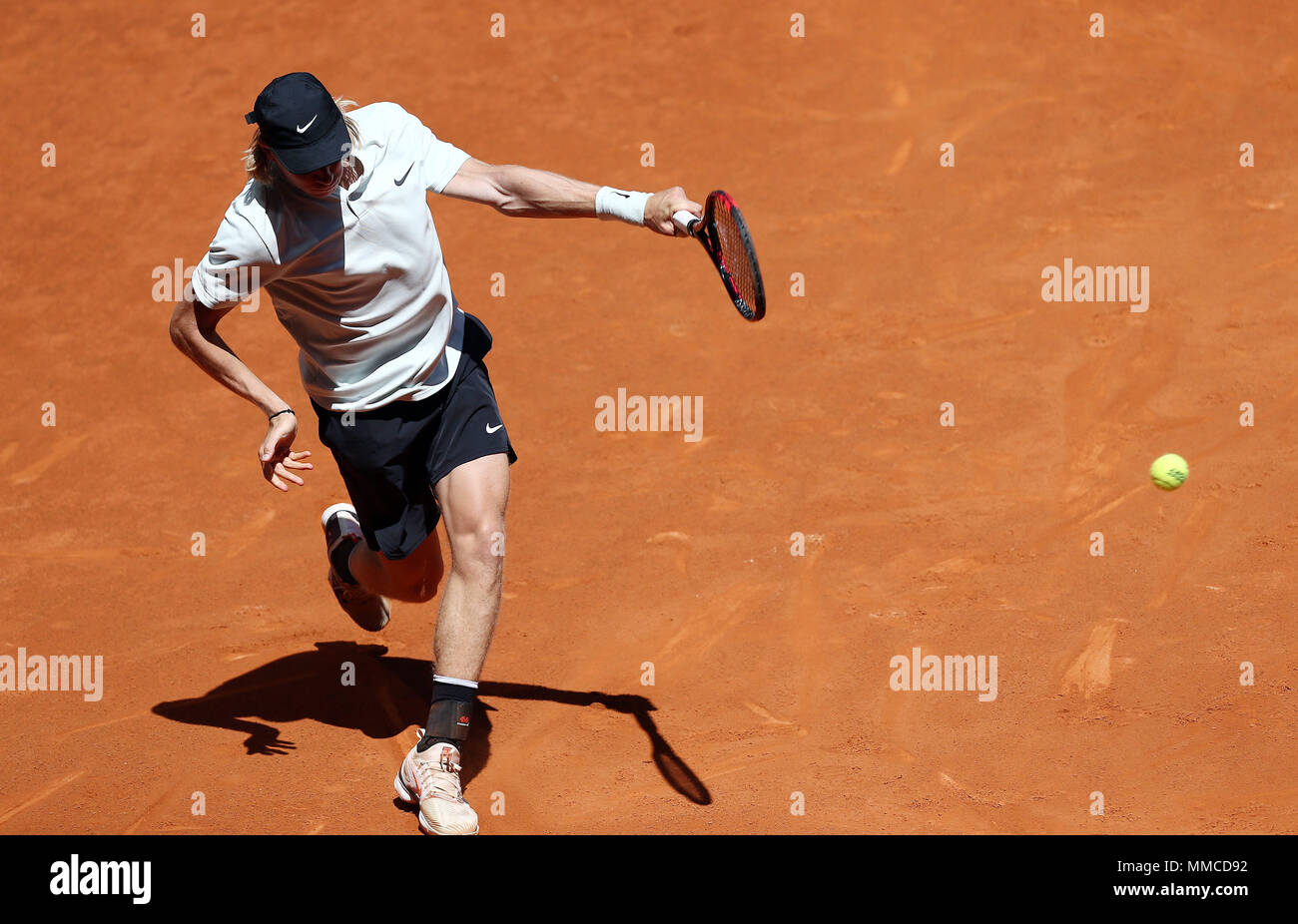 Madrid, Spain. 10th May, 2018. Dennis Shapovalov of Canada plays a ...