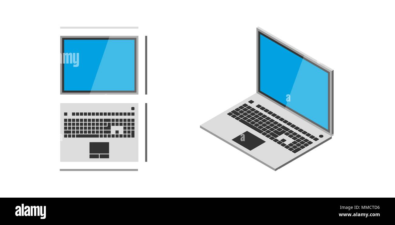 Isometric vector notebook laptop illustration Stock Vector Image & Art ...
