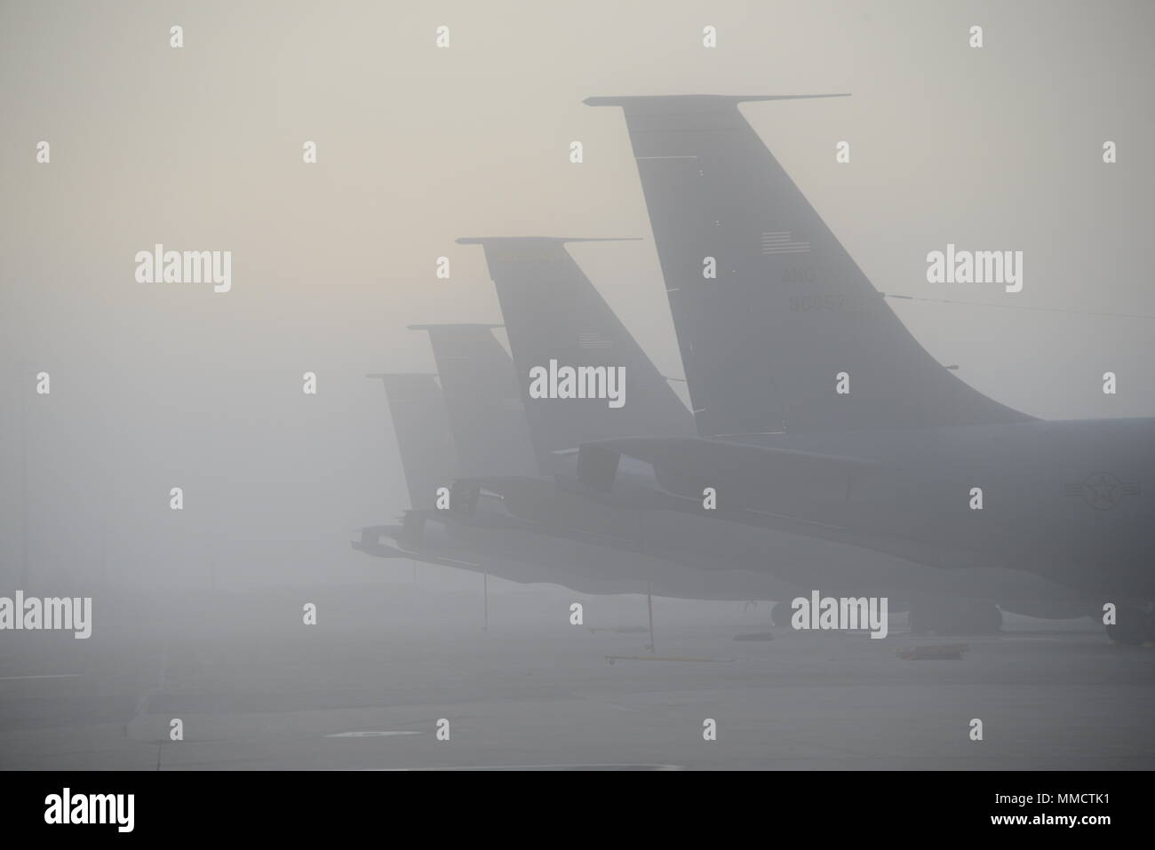 Thick fog envelops several U.S. Air Force KC-135 mid-air refueling ...