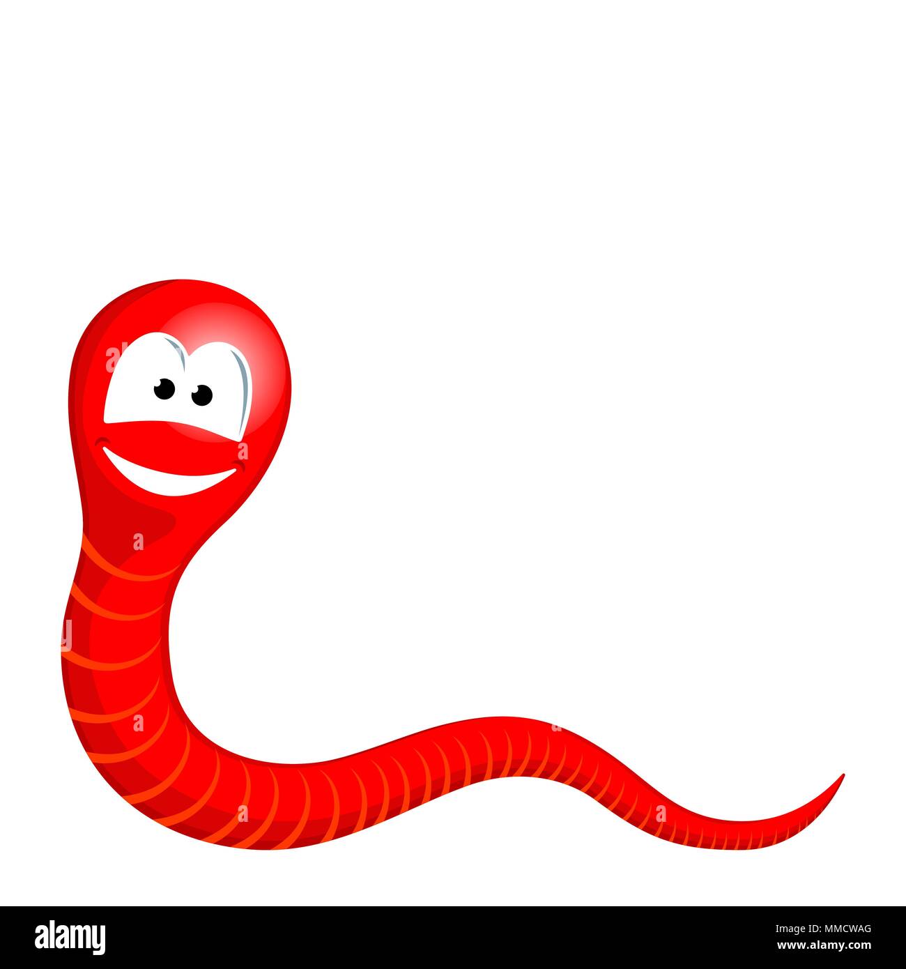 Cartoon red cute worm smiling. vector illustration Stock Vector Image ...