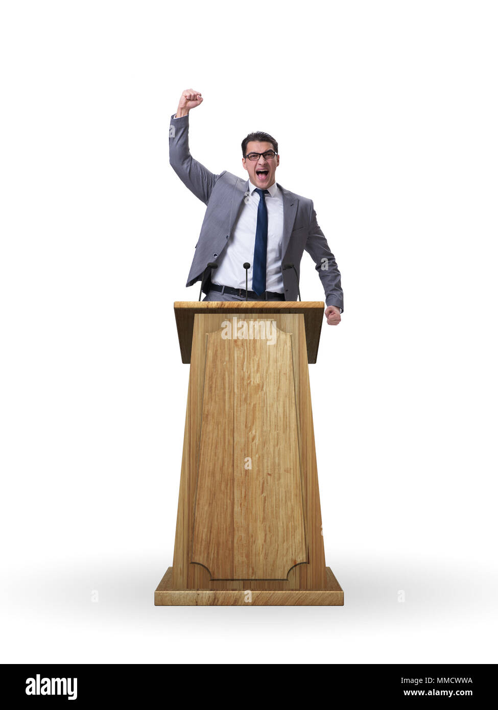 Man making speech microphone Cut Out Stock Images & Pictures - Alamy