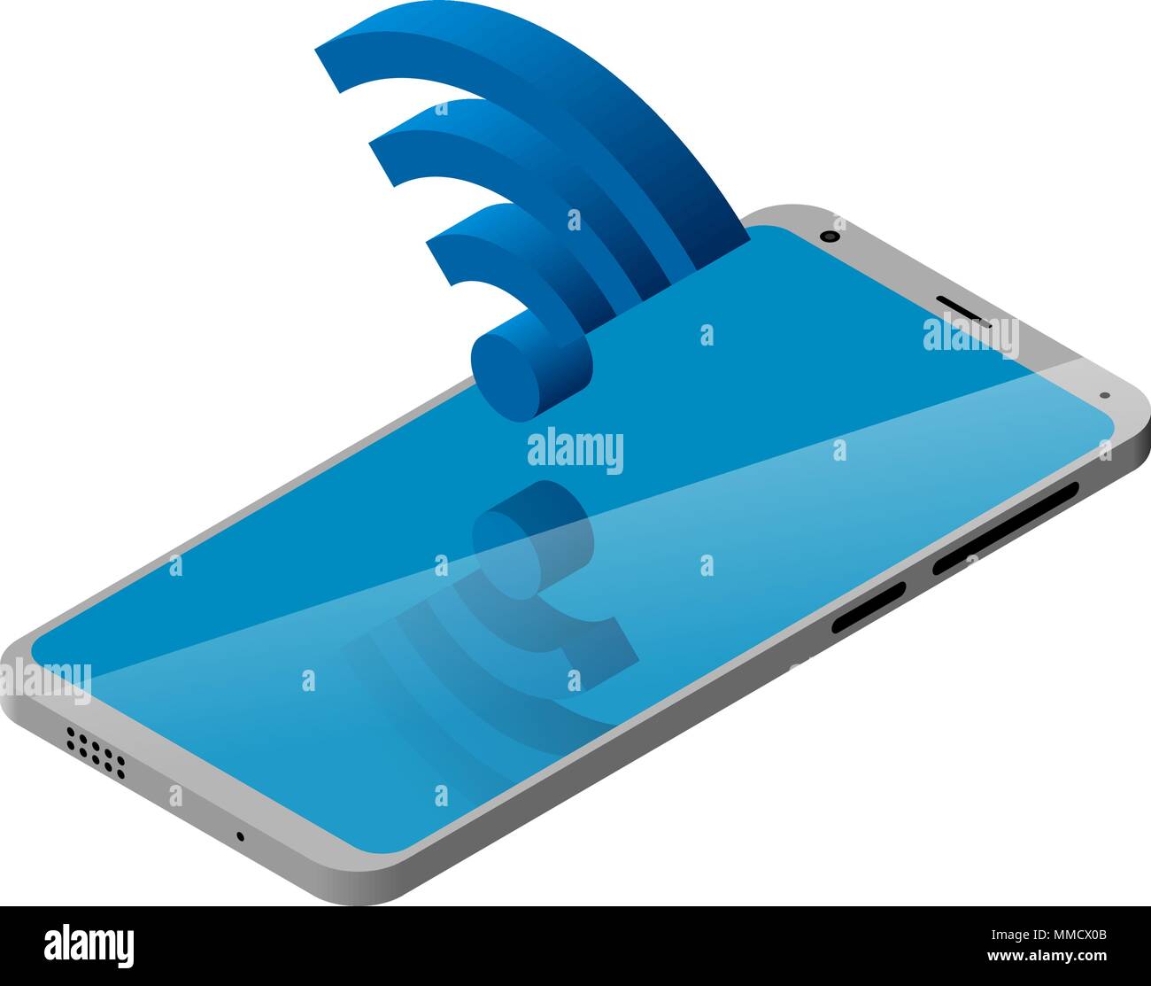 Smart phone mobile isometric. Vector Illustration. 3D sign Wi Fi ...