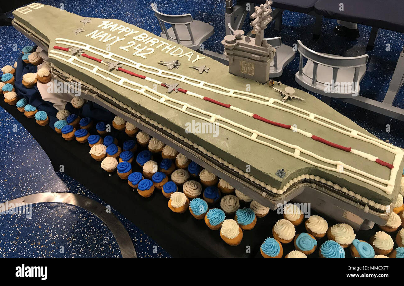 171013-N-OU681-391 ARABIAN GULF (Oct. 13, 2017) A cake in honor of the ...