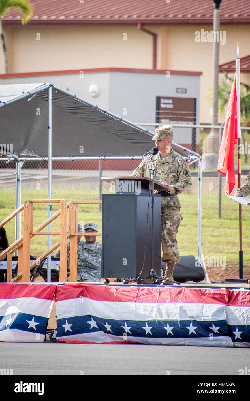 Incoming commander Brig. Gen. Kenneth S. Hara delivers his speech ...