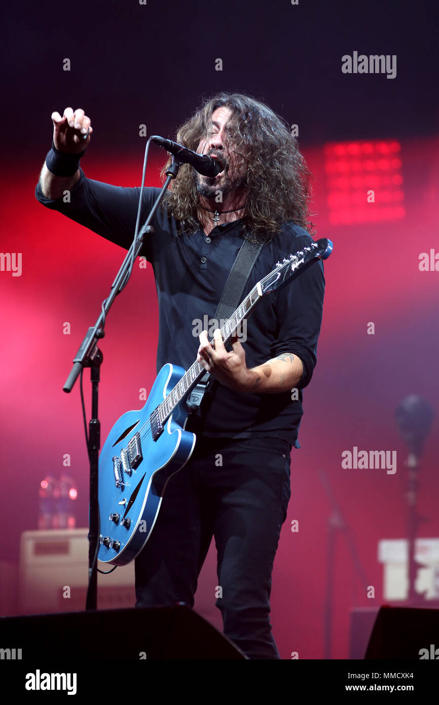 The Foo Fighters led by Dave Grohl perform on the Pyramid Stage at the ...
