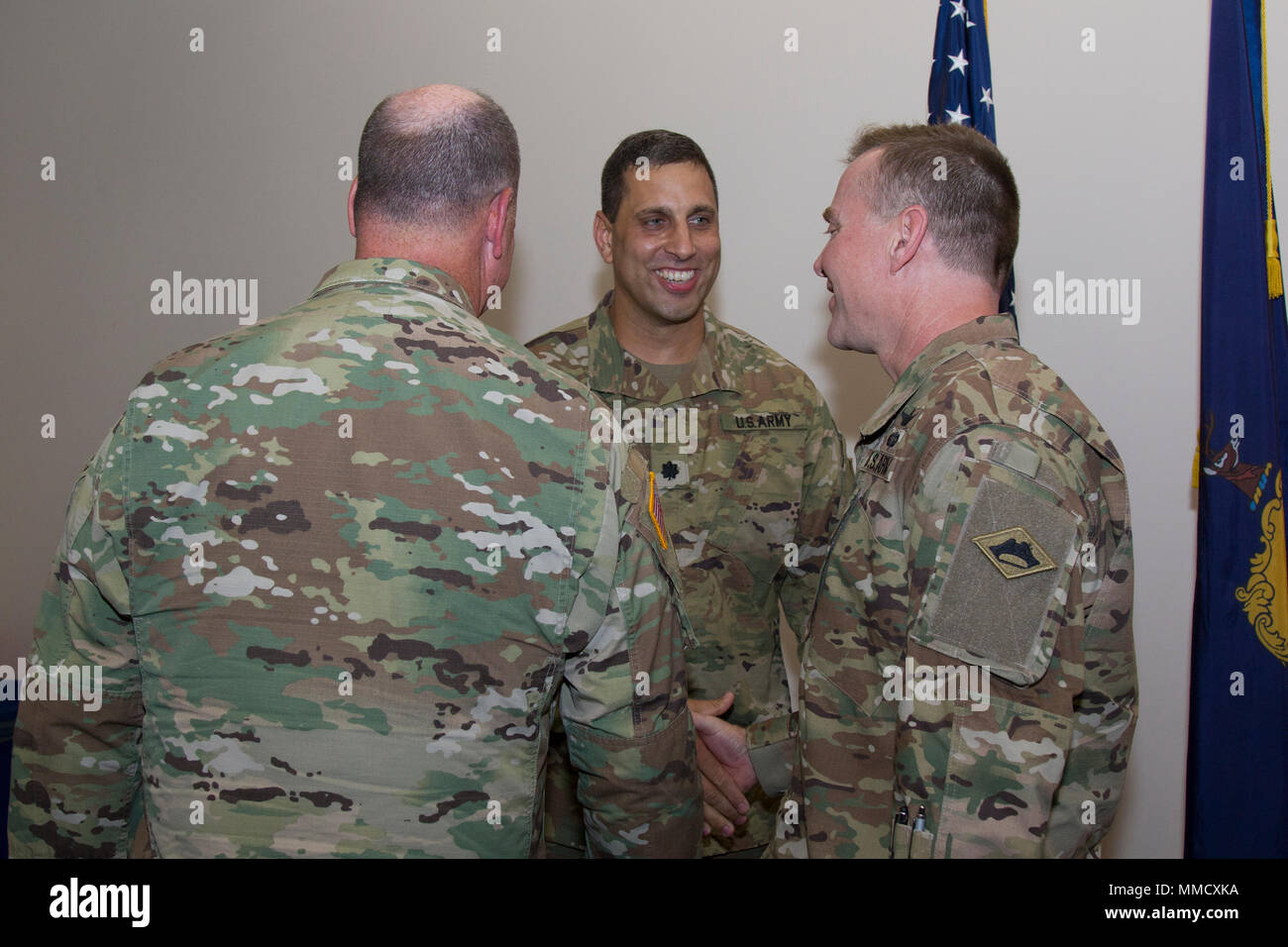 U.S. Army Brig. Gen. Mark Lovejoy, left, Joint Force Headquarters, Vermont National Guard, and ...