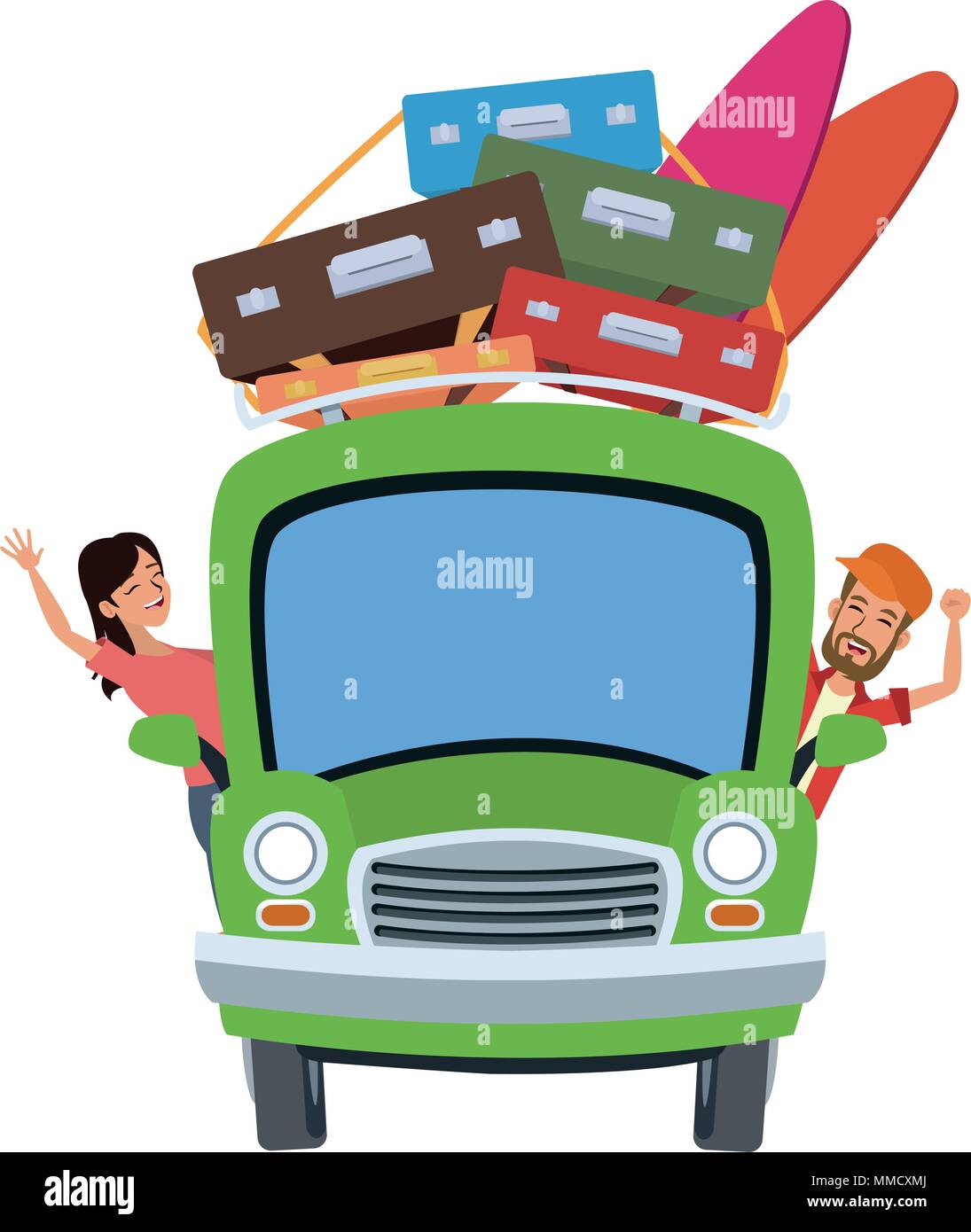 Car with luggage on top Stock Vector Image & Art - Alamy