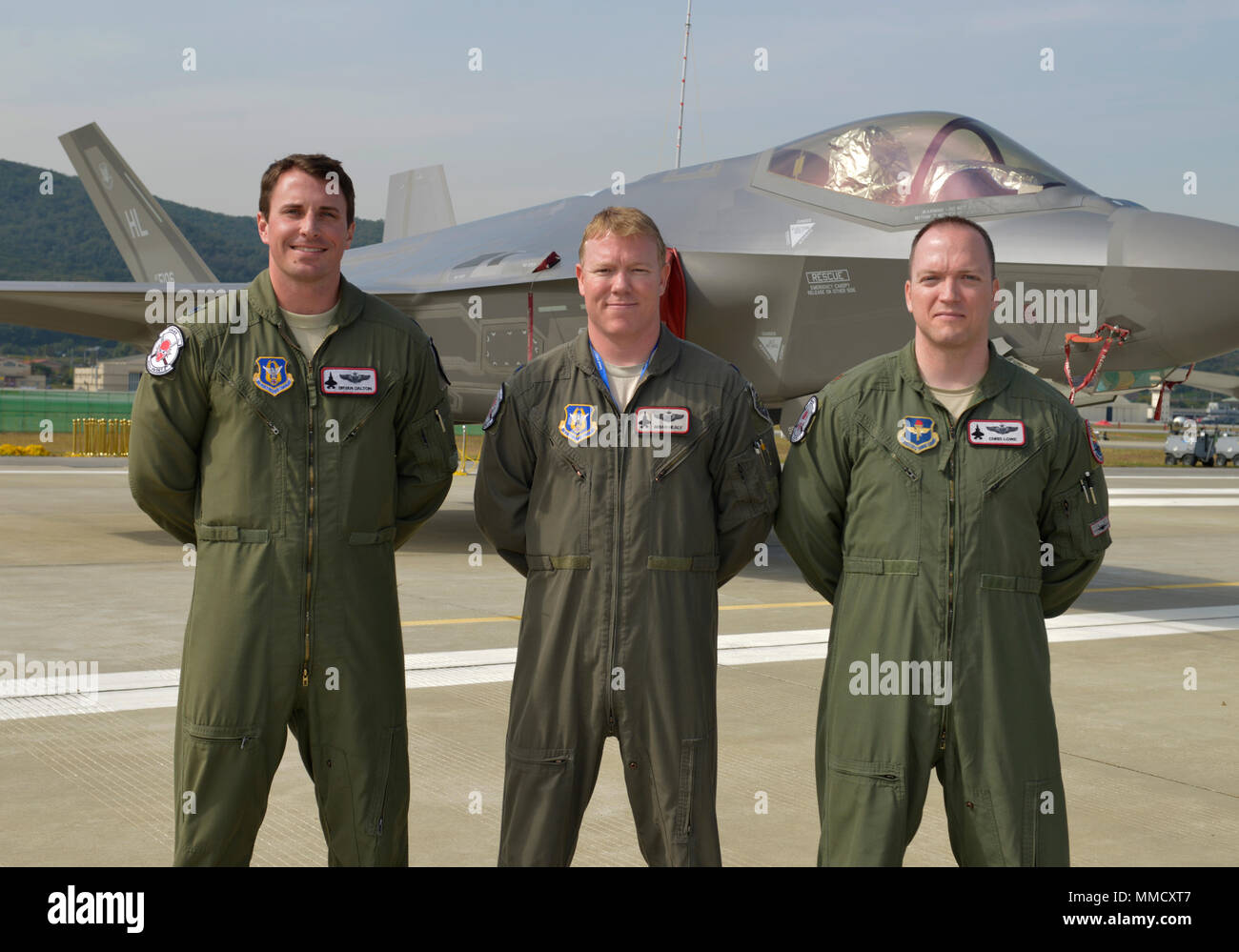 U.S. Air Force Lt. Cols. Bryan Dalton and Brian Healy, weapons officers ...