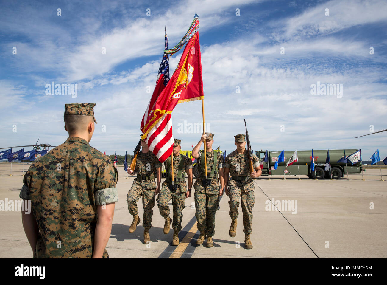 U.S. Marines assigned to the Marine Corps Air Facility (MCAF) Quantico ...