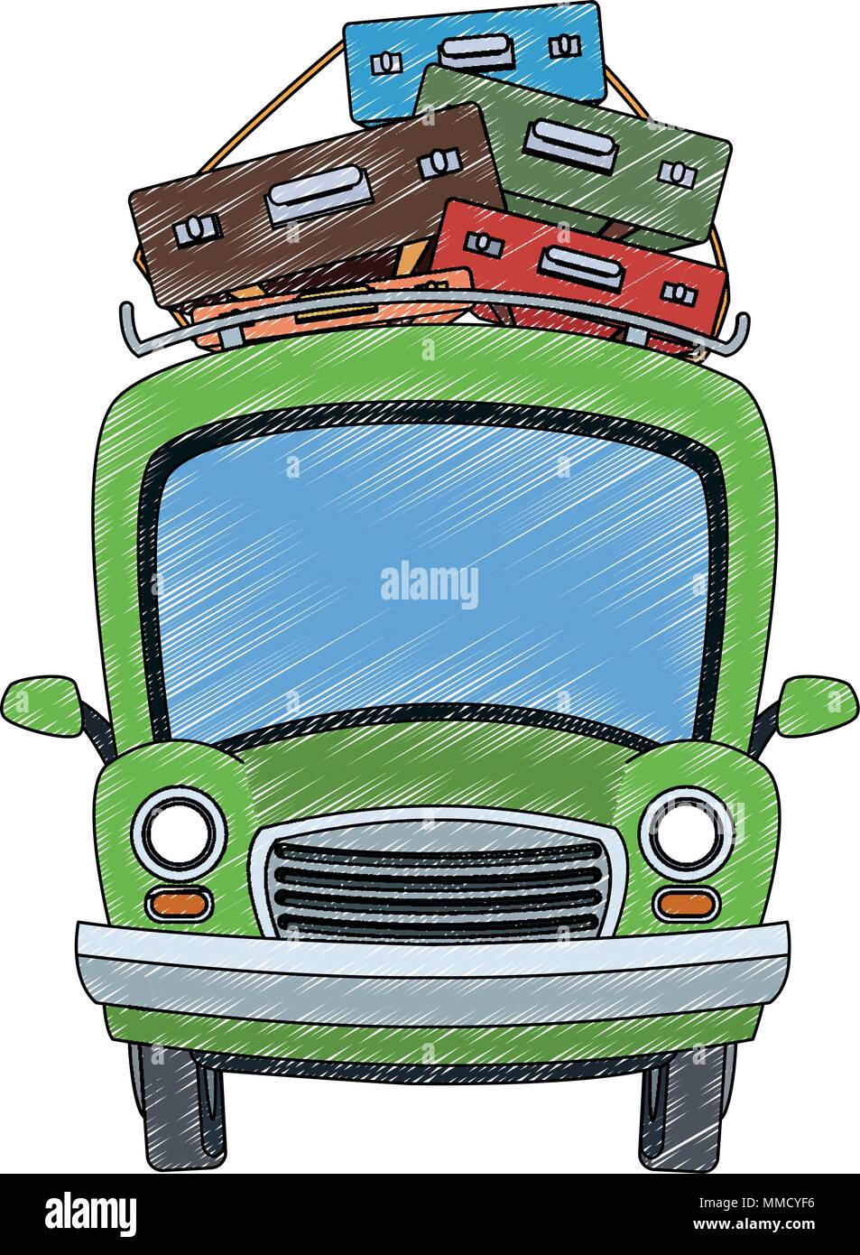 Car with luggage on top scribble Stock Vector Image & Art - Alamy