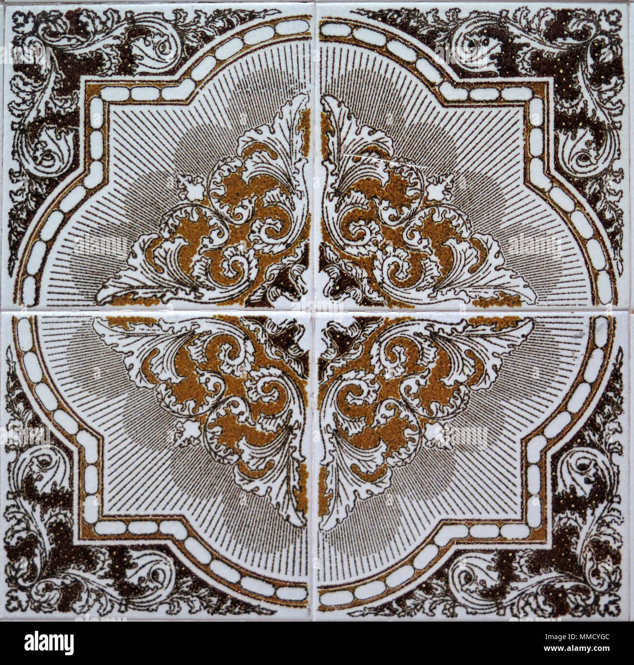 Closeup of Wall tiled with colorful floral ceramic tiles Stock Photo ...