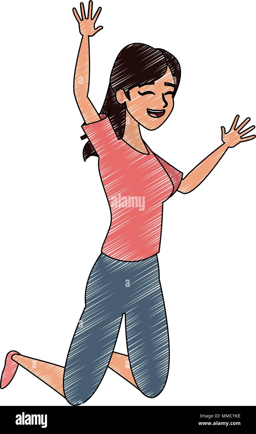 Young woman jumping scribble Stock Vector Image & Art - Alamy