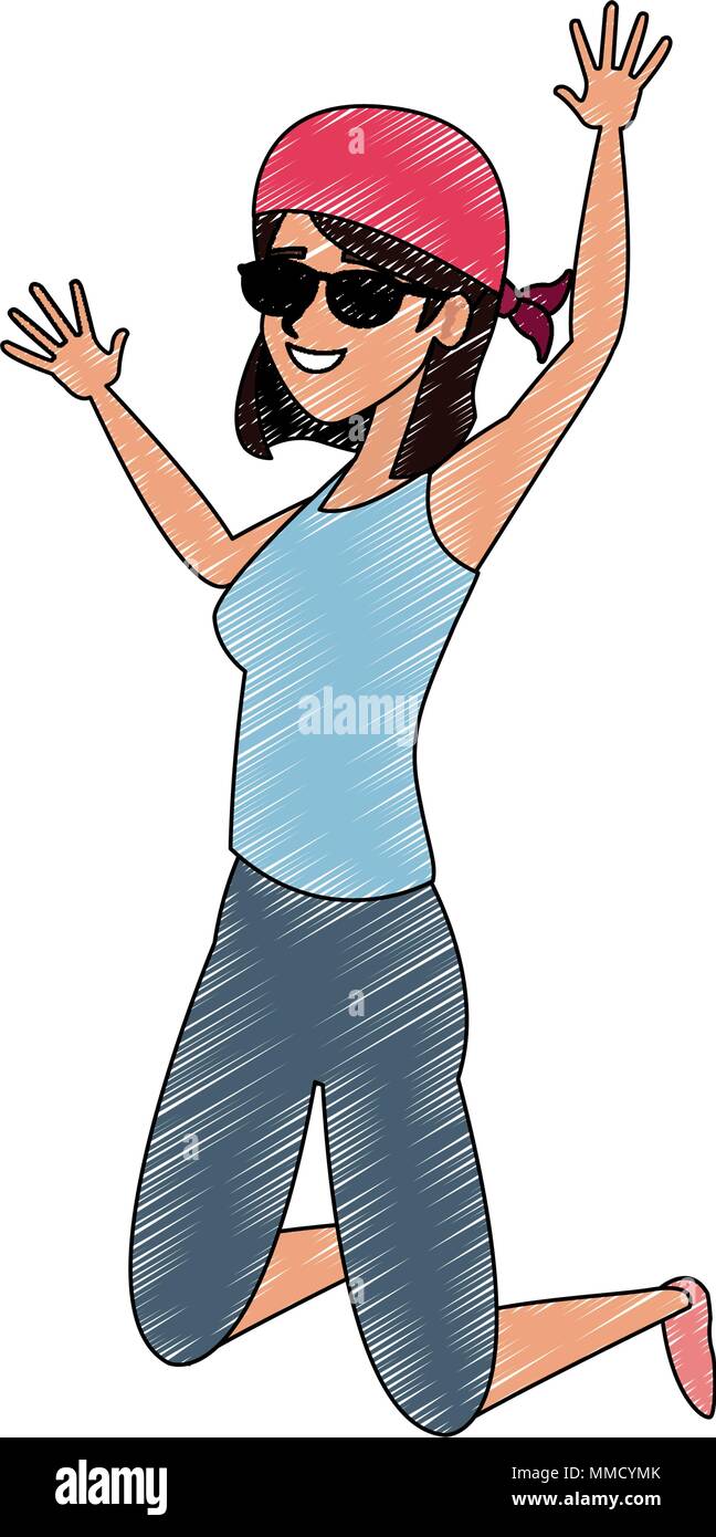 Young woman jumping scribble Stock Vector Image & Art - Alamy