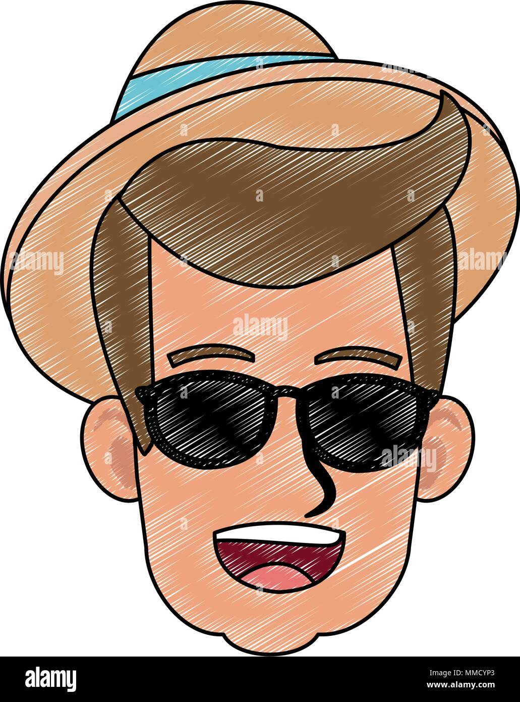 Young man face happy scribble Stock Vector Image & Art - Alamy