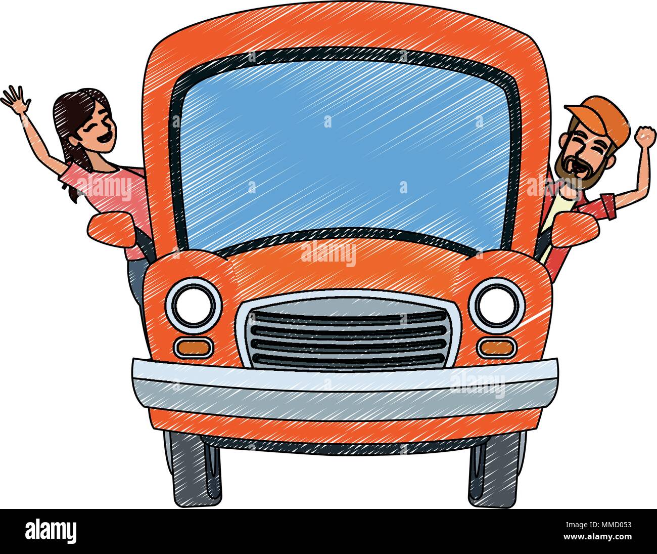 Couple traveling in car scribble Stock Vector Image & Art - Alamy