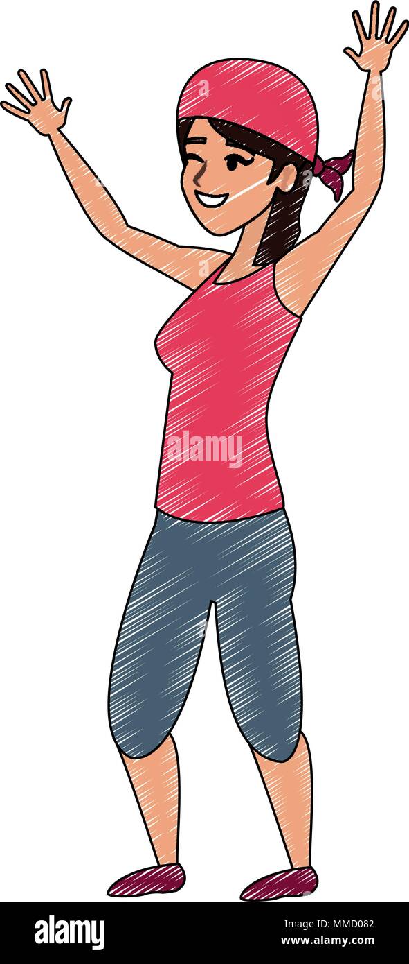 Happy young girl posing jumping Stock Vector Images - Alamy