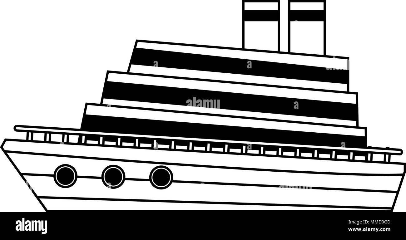 Cruiser ship cartoon on black and white colors Stock Vector Image & Art ...