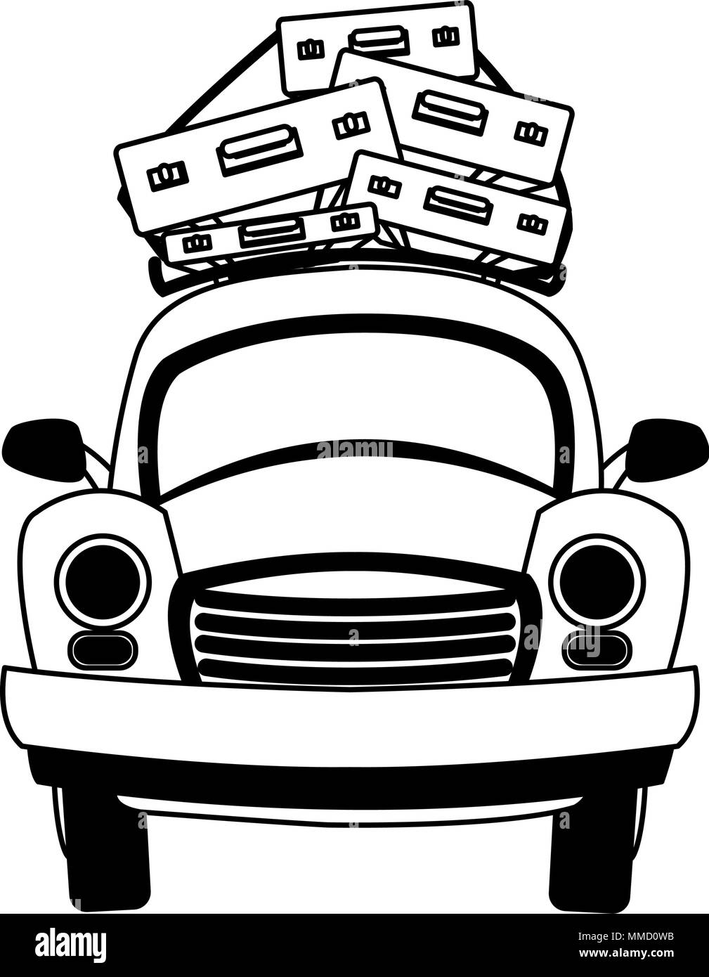 Car with luggage on top on black and white colors Stock Vector Image ...