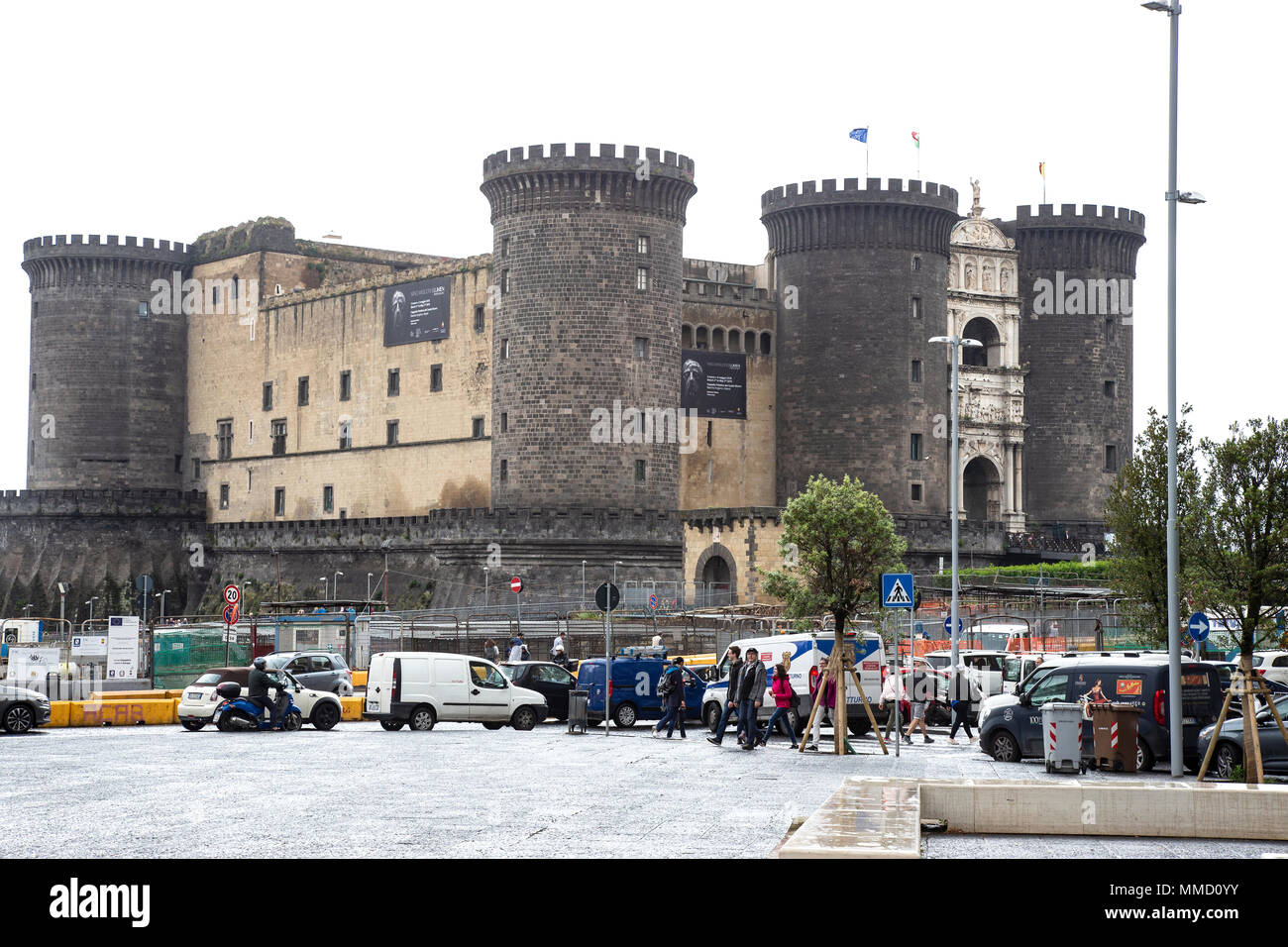 Castel Nuova is a medieval castle in central Naples, Italy Stock Photo ...