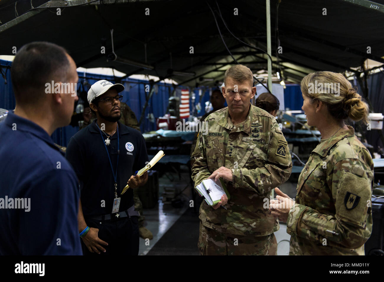 Lt. Gen. Jeff Buchanan, U.S. Army North Commander, receives a tour by ...