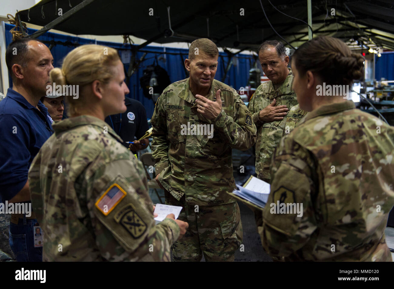 Lt. Gen. Jeff Buchanan, U.S. Army North Commander, receives a tour by ...