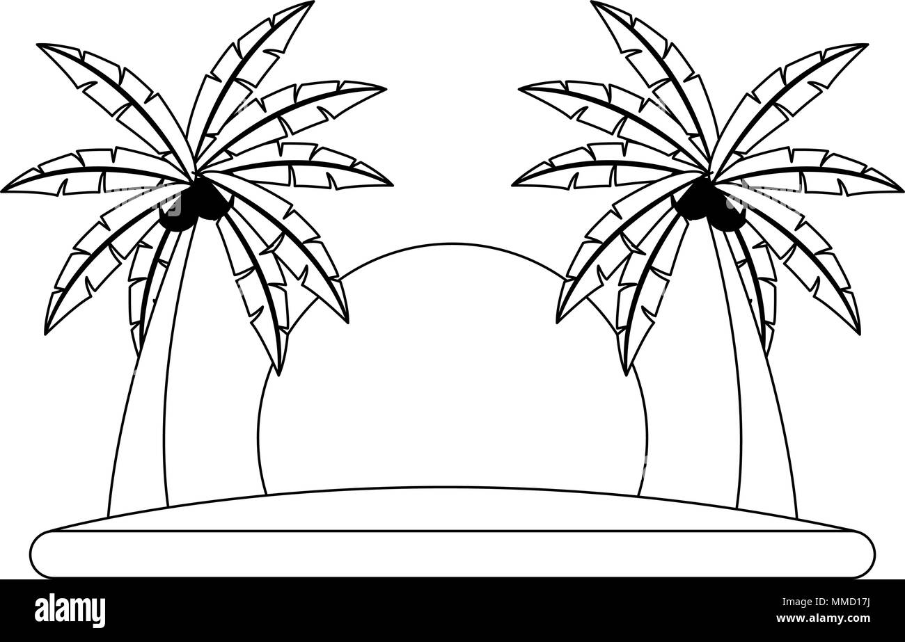 Palms on white sand Stock Vector Images - Alamy