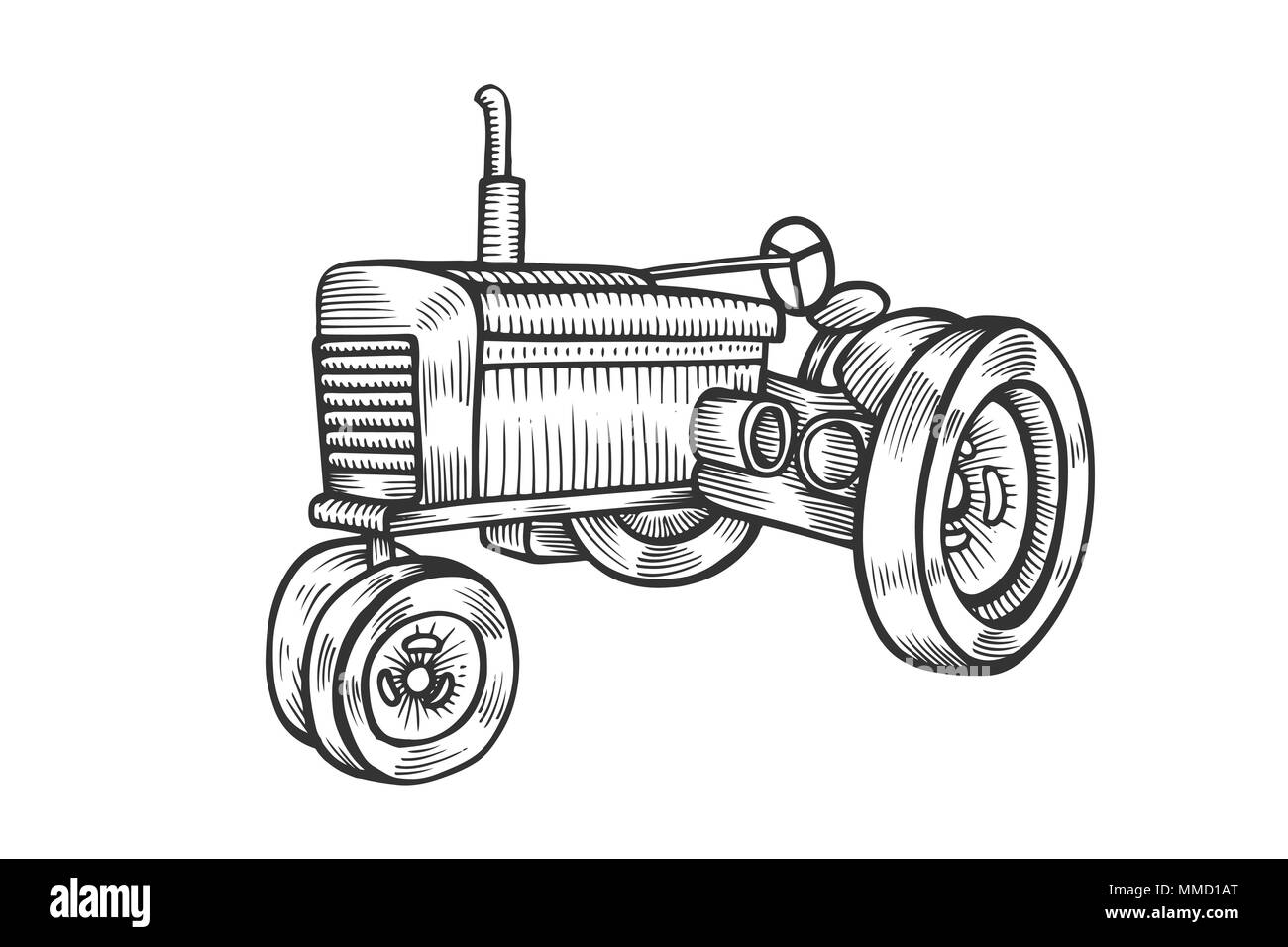 Hand drawn farm truck tractor transport hi-res stock photography and ...