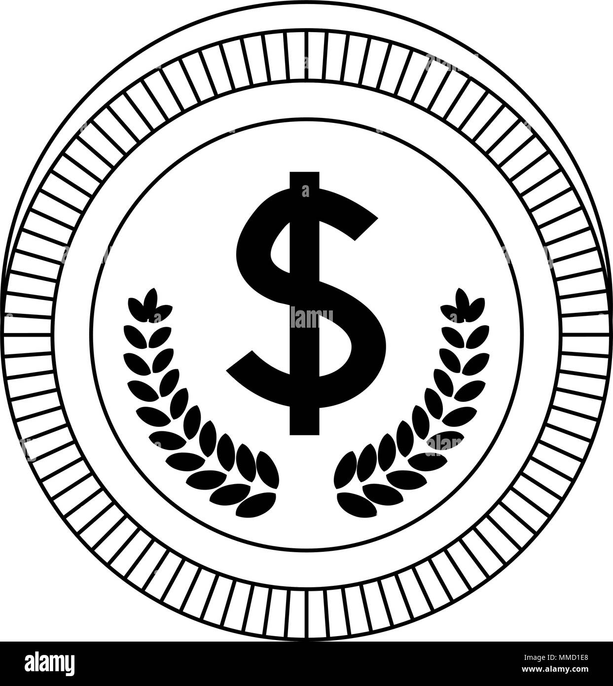 Coin money symbol on black and white colors Stock Vector Image & Art ...