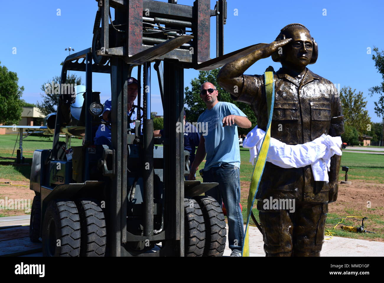 Sheppard installs maintenance man statue Stock Photo - Alamy