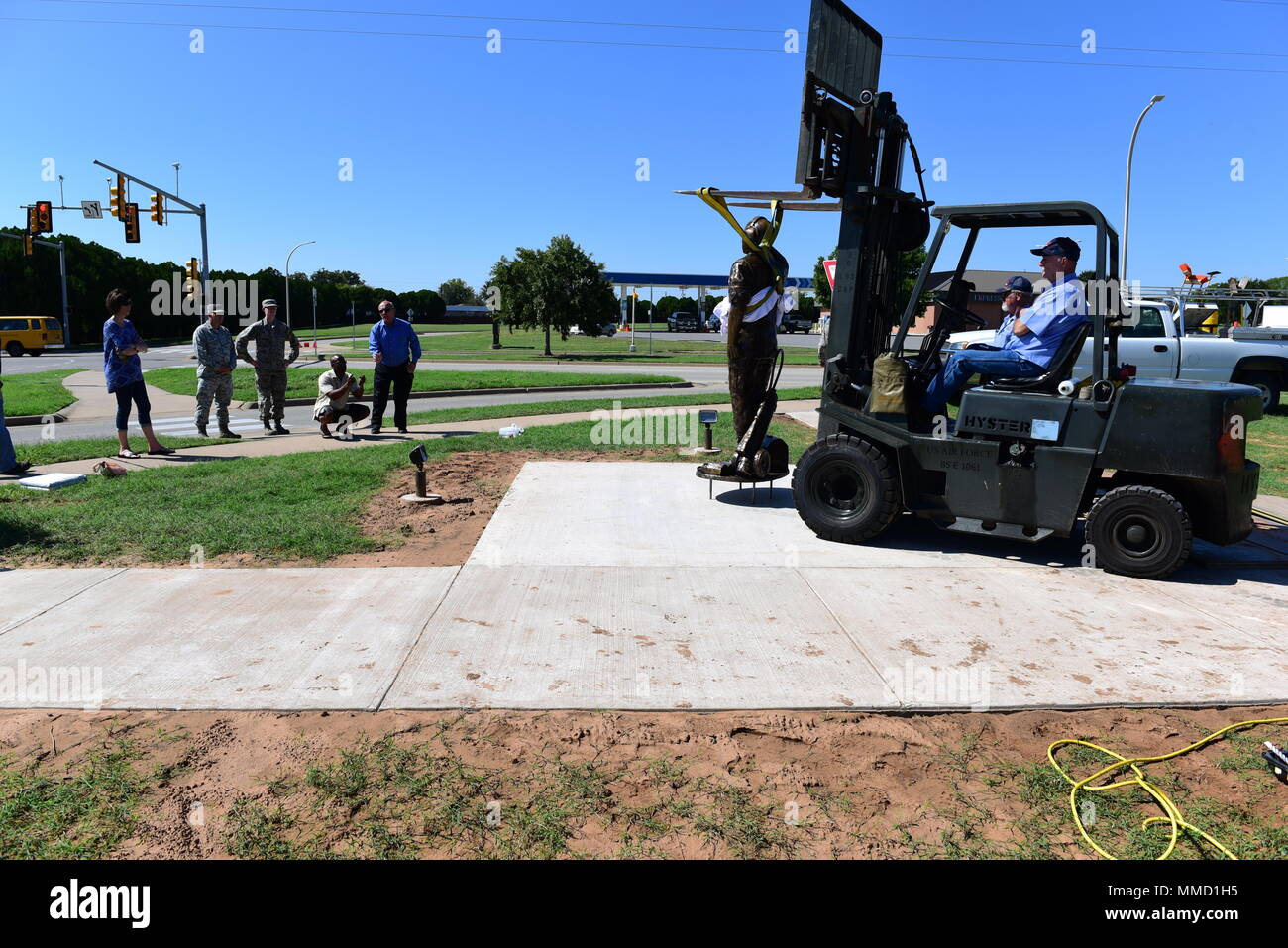 Sheppard installs maintenance man statue Stock Photo - Alamy