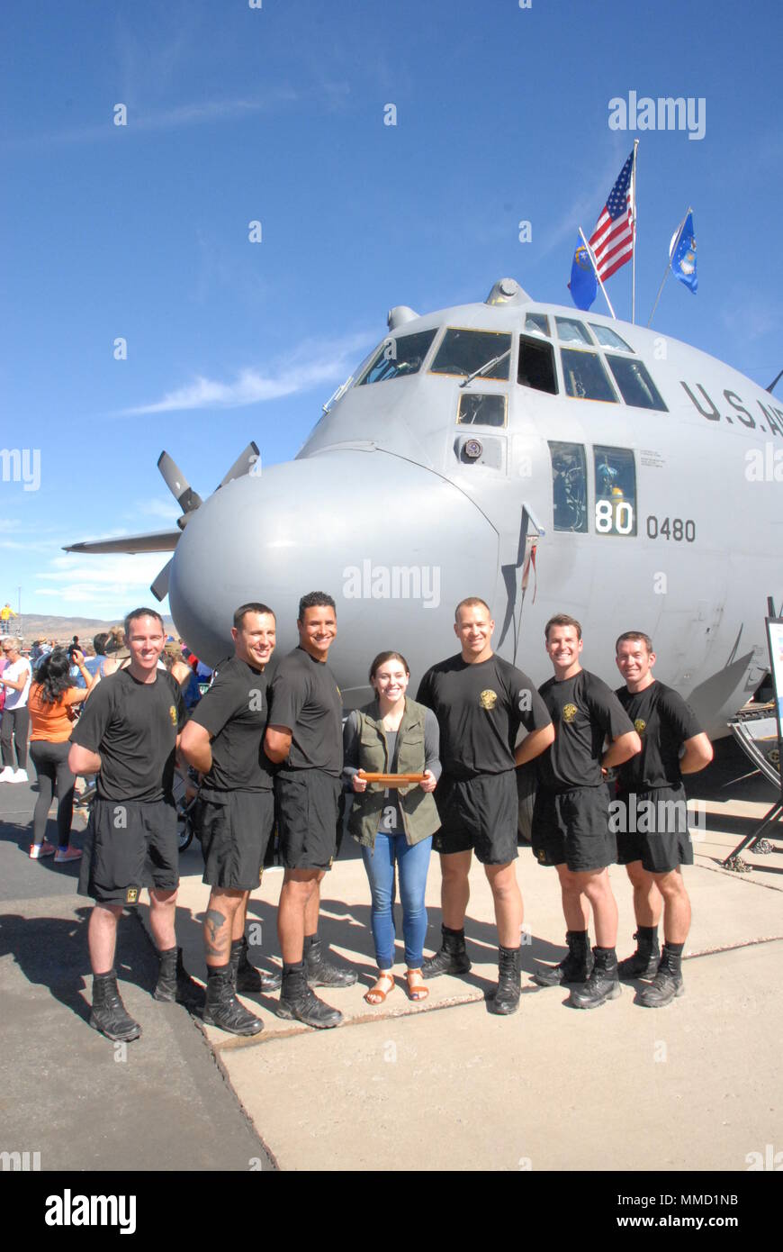 Airman Baylee Hunt poses with the U.S. Army Golden Knights in front of ...
