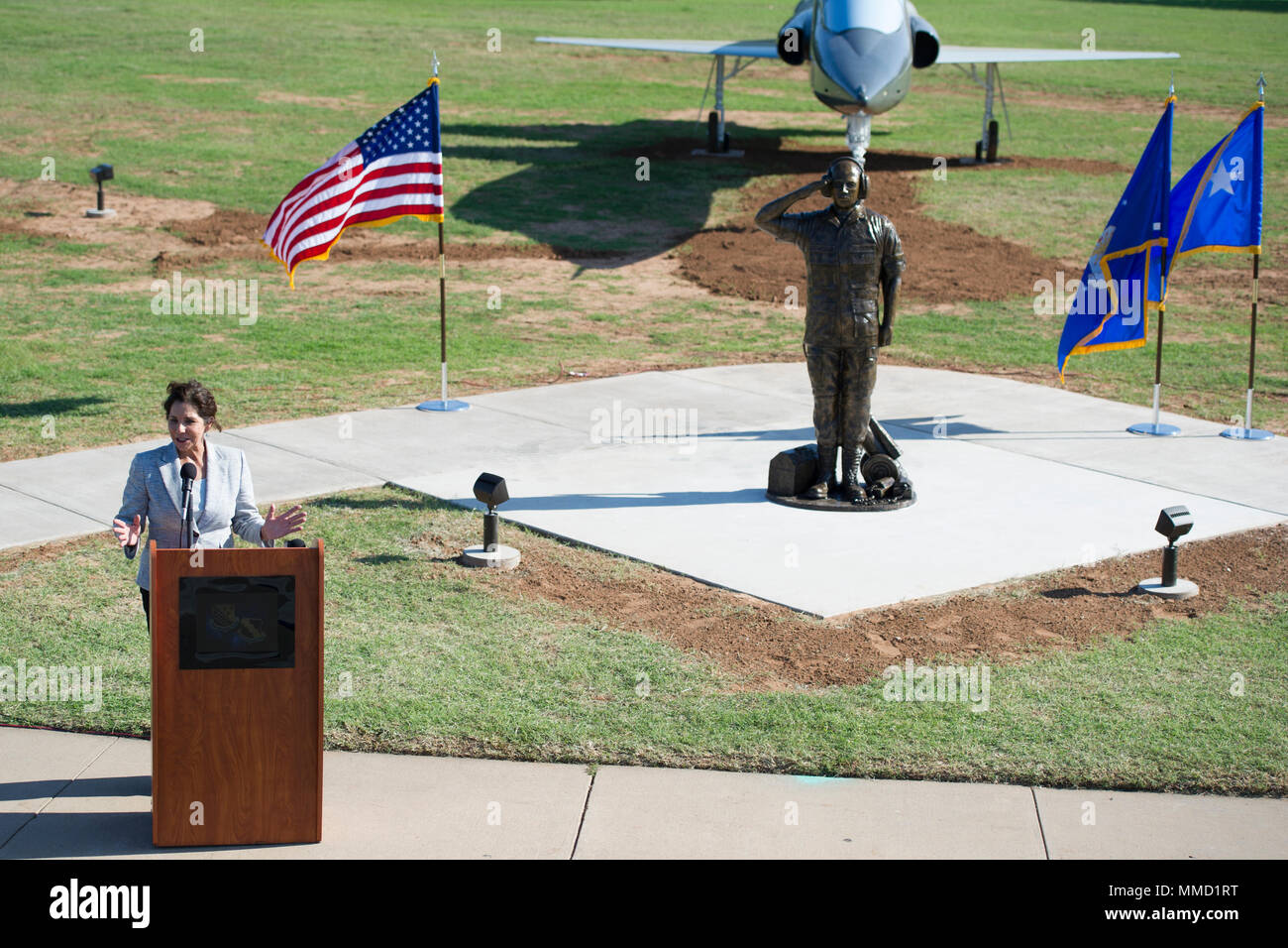 Patricia Knighten, daughter of Lt. Gen. Marquez speaks at the ...