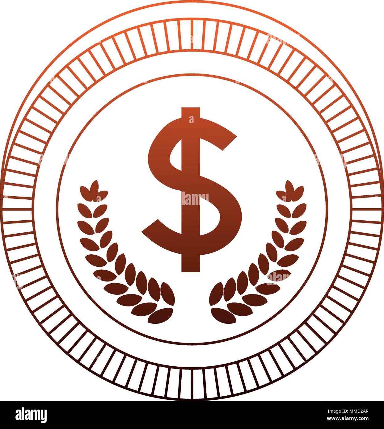 Coin money symbol in orange lines Stock Vector Image & Art - Alamy