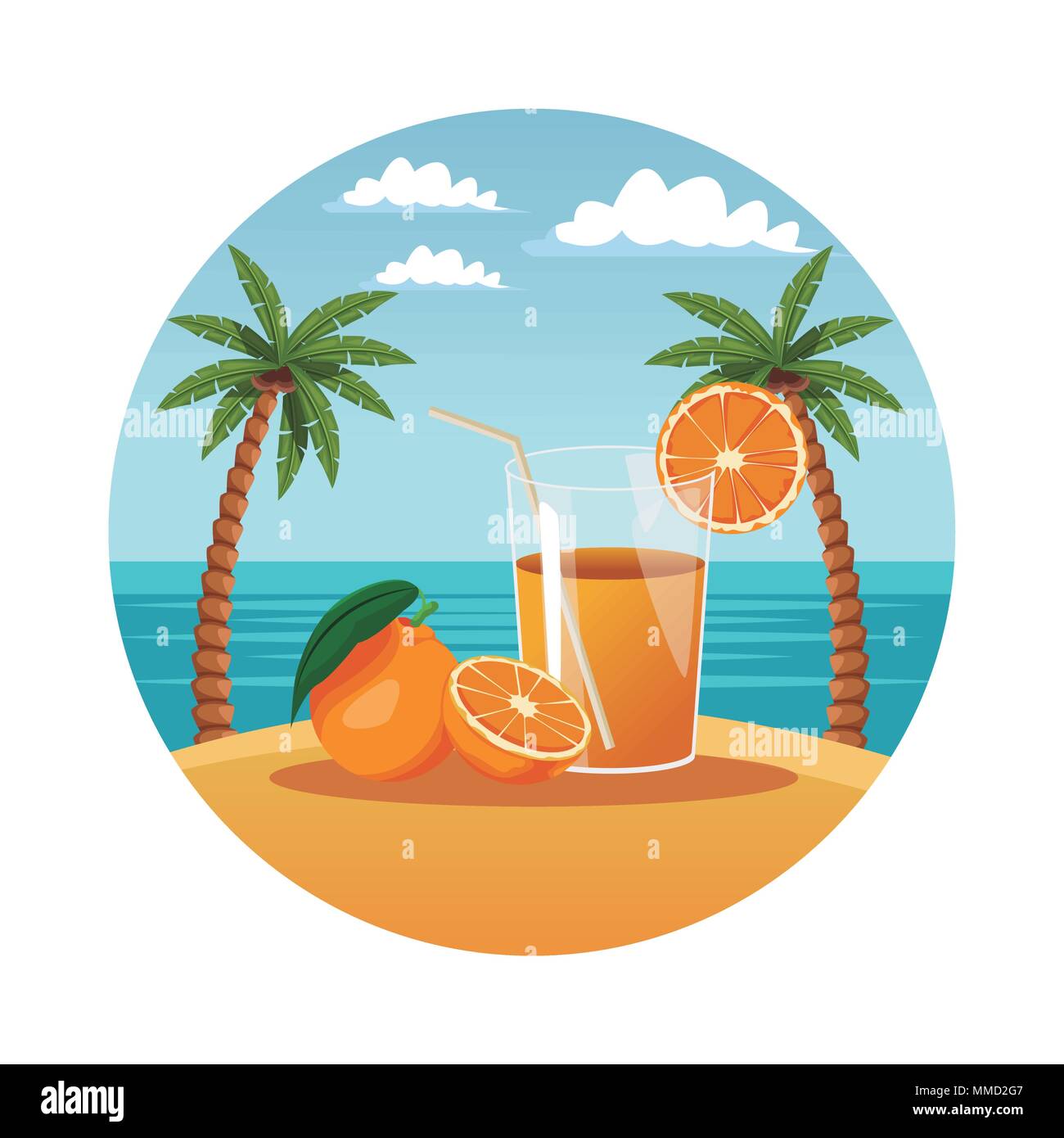 Summer and beach round symbol Stock Vector Image & Art - Alamy