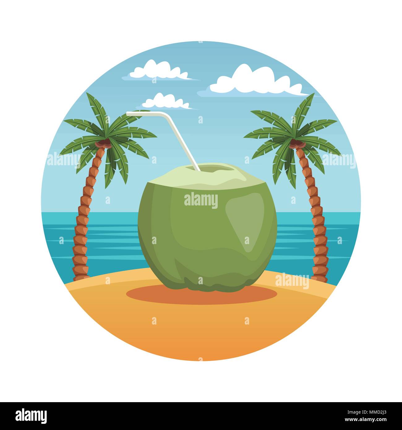 Summer and beach round symbol Stock Vector Image & Art - Alamy