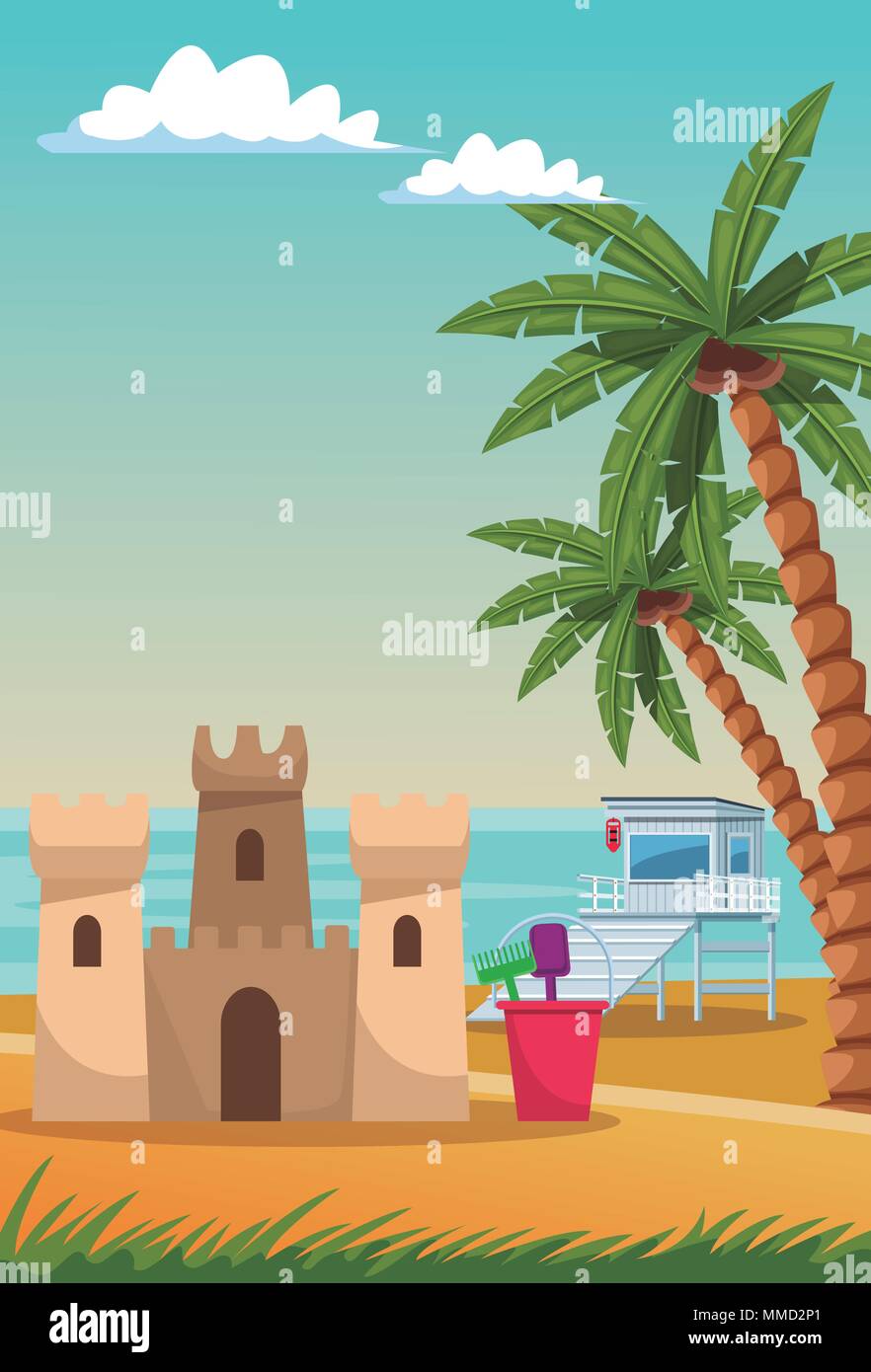 Summer and beach cartoon Stock Vector Image & Art - Alamy