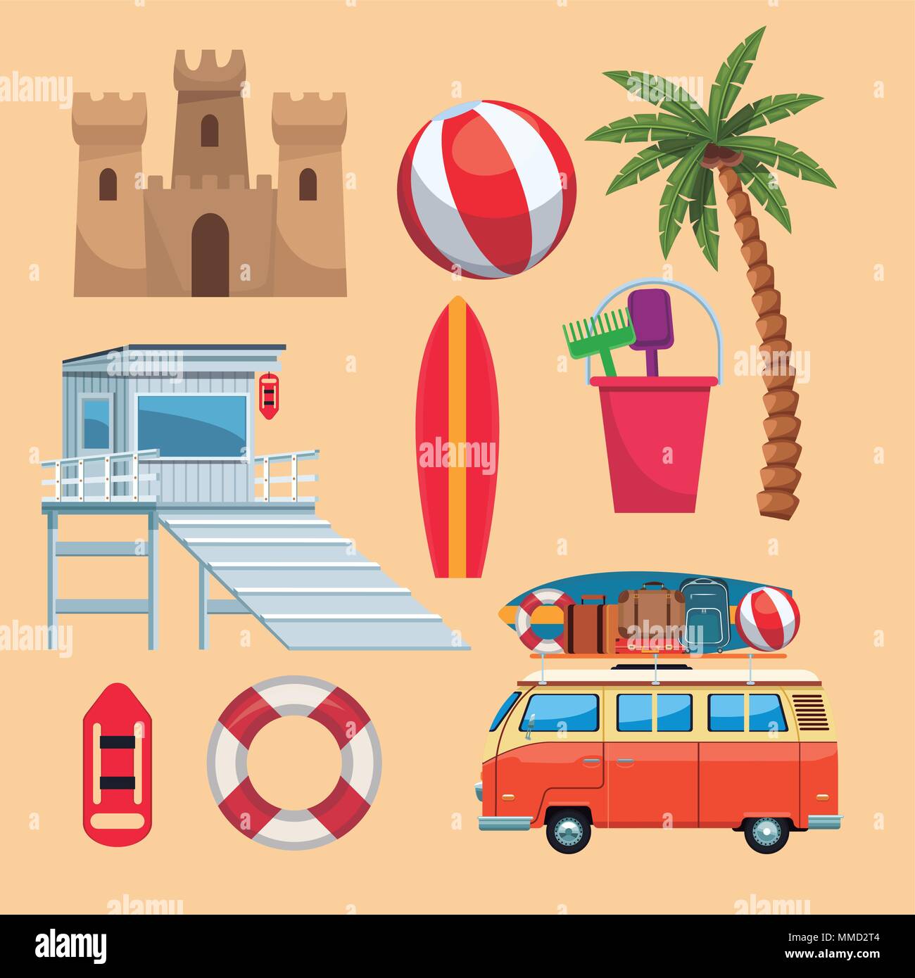 Set of summer elements Stock Vector Image & Art - Alamy