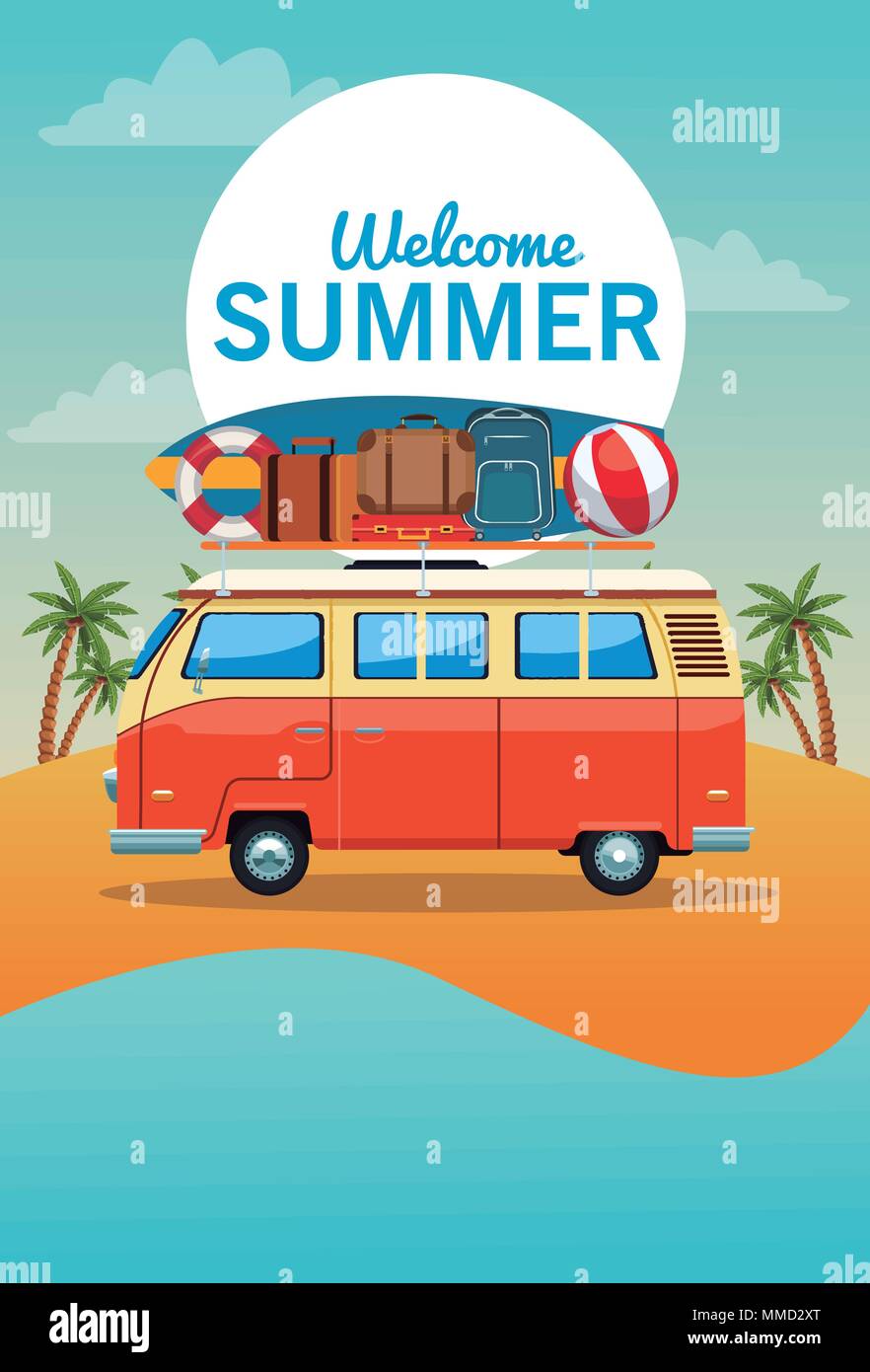 Summer and beach cartoon Stock Vector Image & Art - Alamy