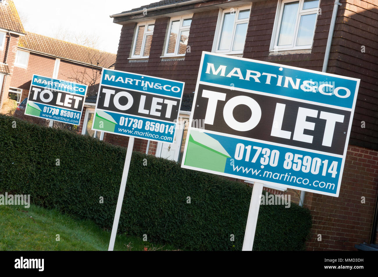 To Let signs in suburban street Stock Photo - Alamy