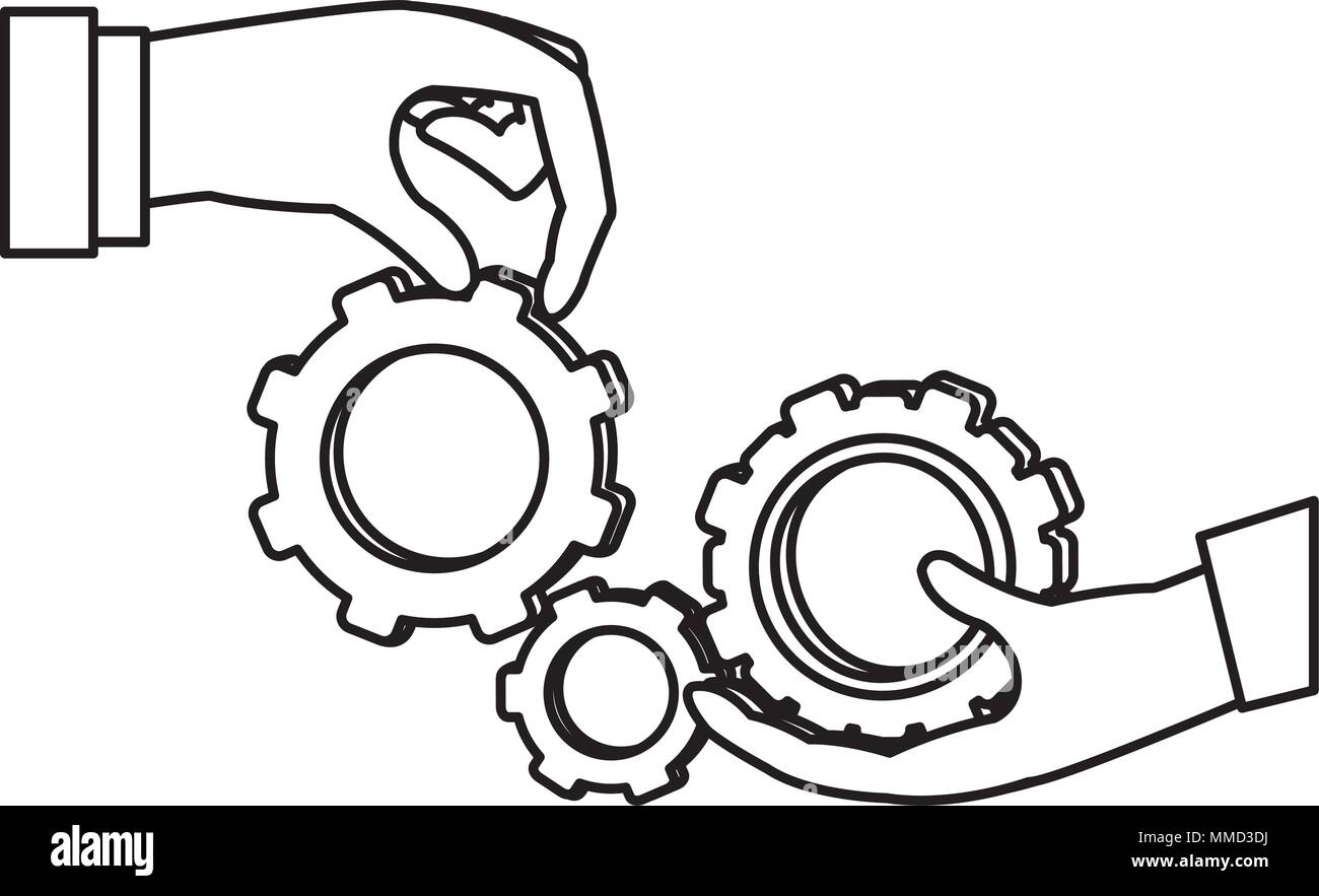 line businessmen hands with industry gear engineering Stock Vector ...
