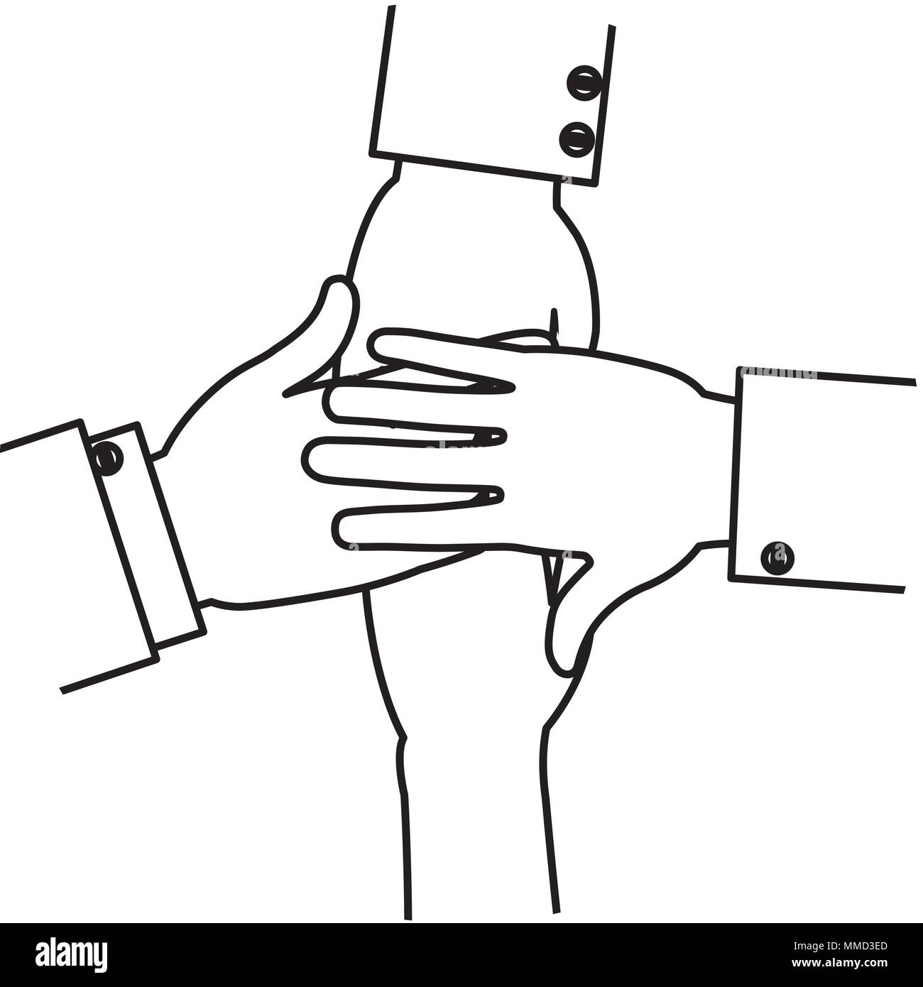 line businessmen hands together teamwork connection Stock Vector Image ...