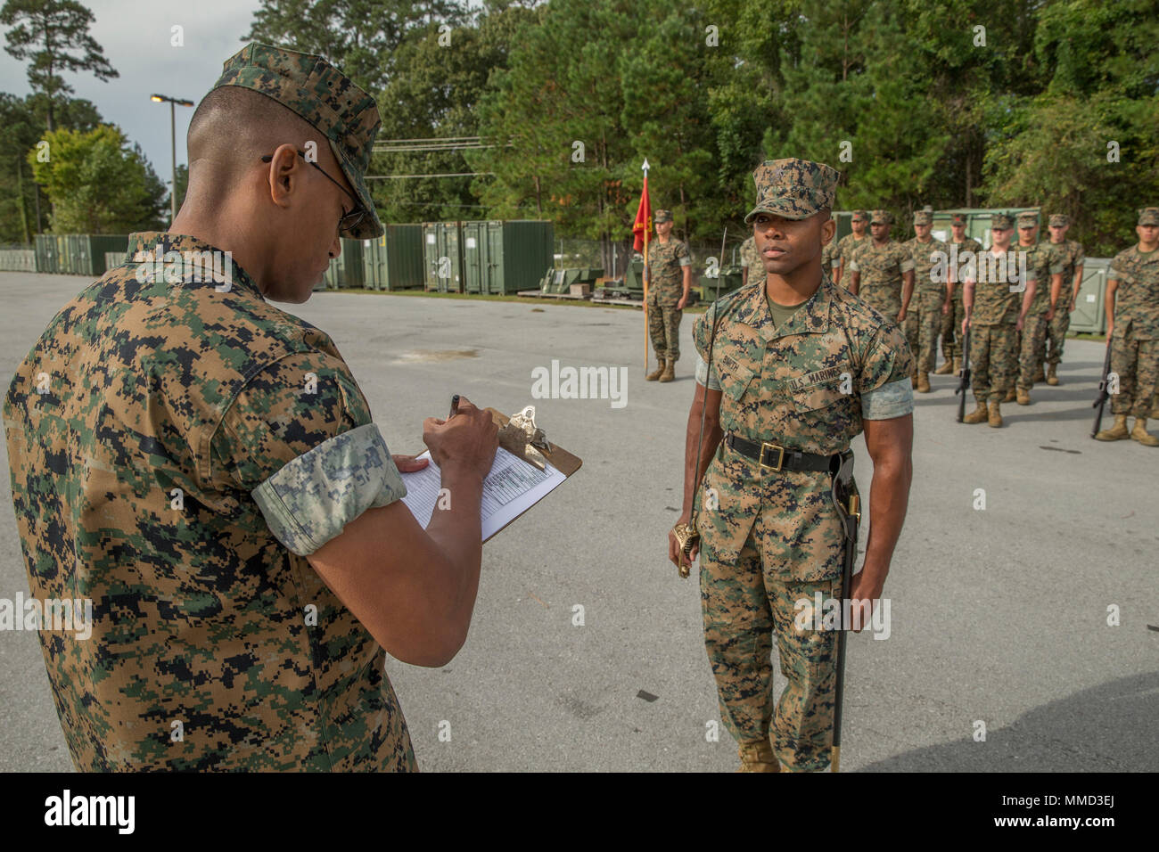 U.S. Marine Corps Sgt. Maj. Jamal R. Cook, right, sergeant major of ...