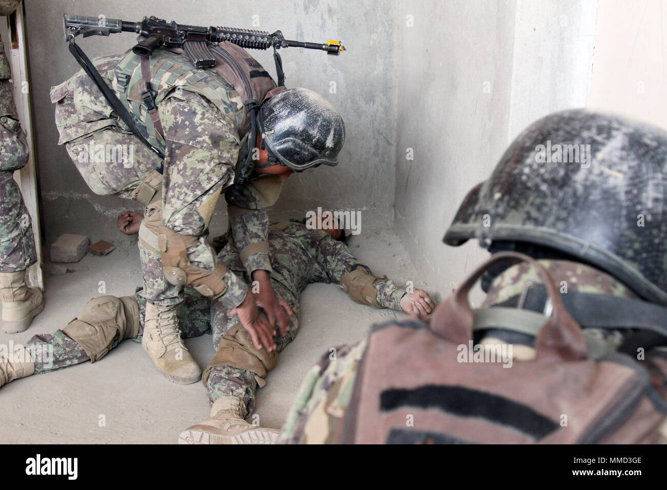 Afghan National Army Special Operations Command soldiers conduct urban ...