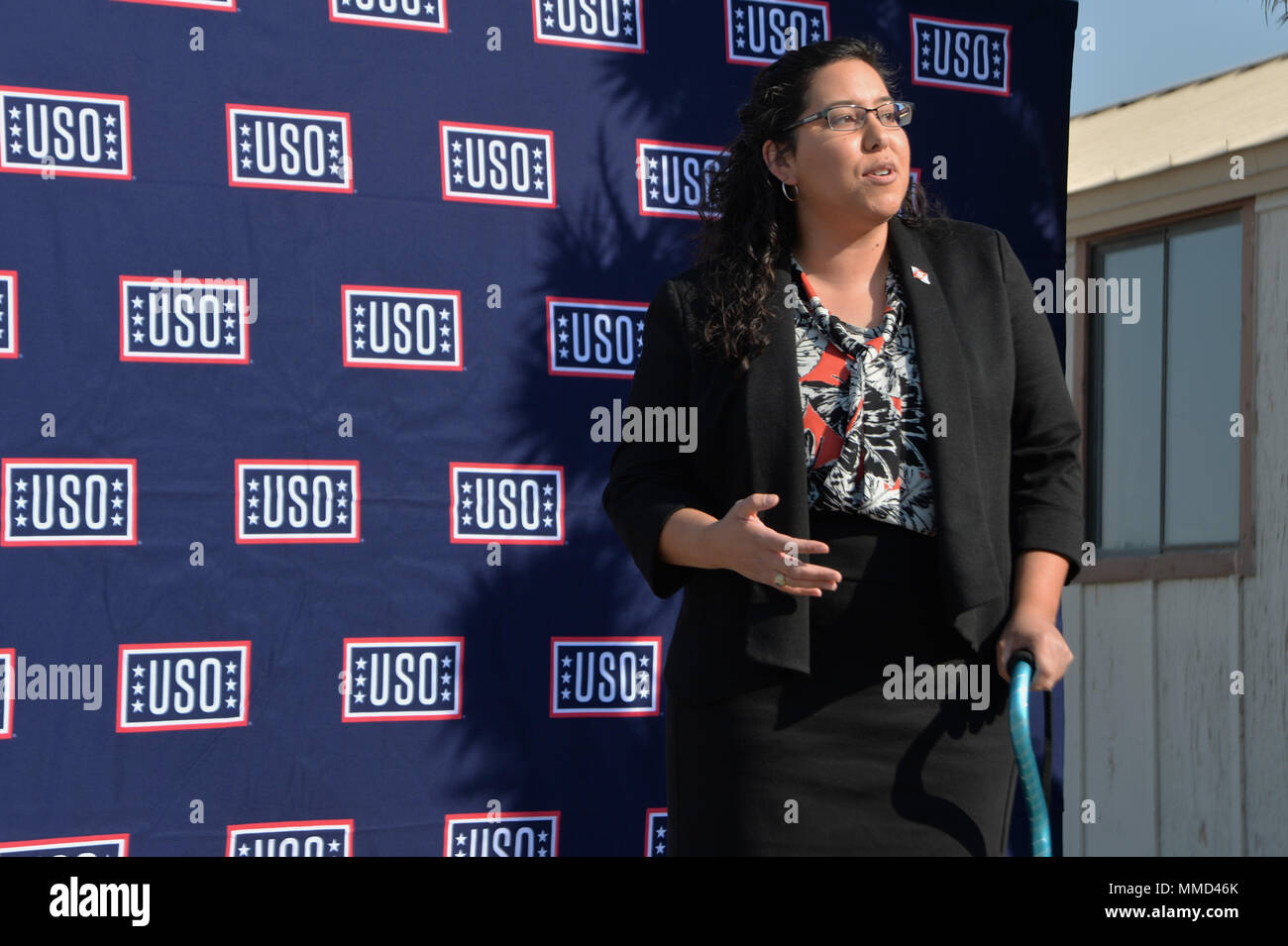Several USO volunteers engaged Creech members who attended the USO ...