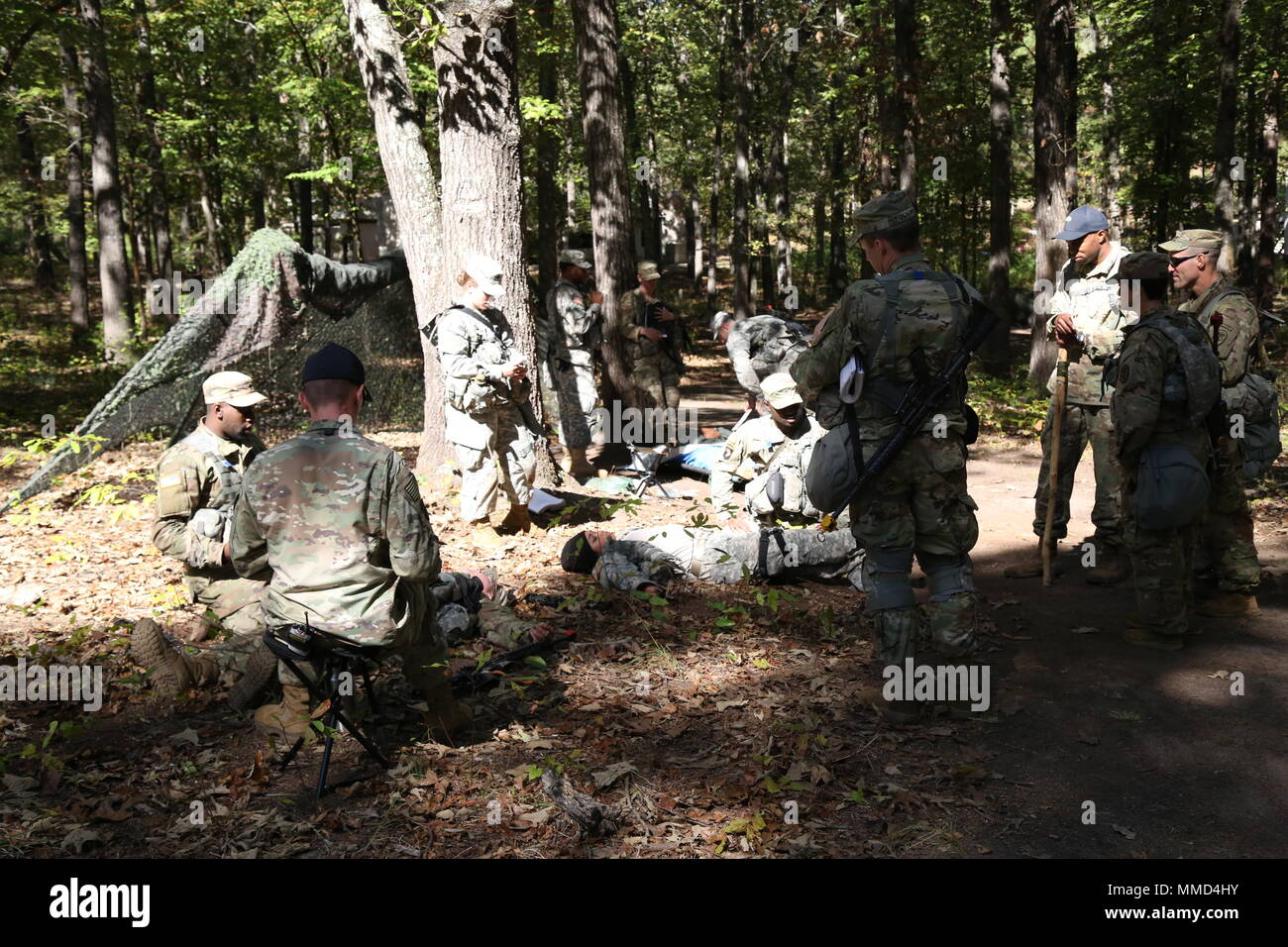 U.S. Army Soldiers, practicing during the Expert Field Medical Badge ...