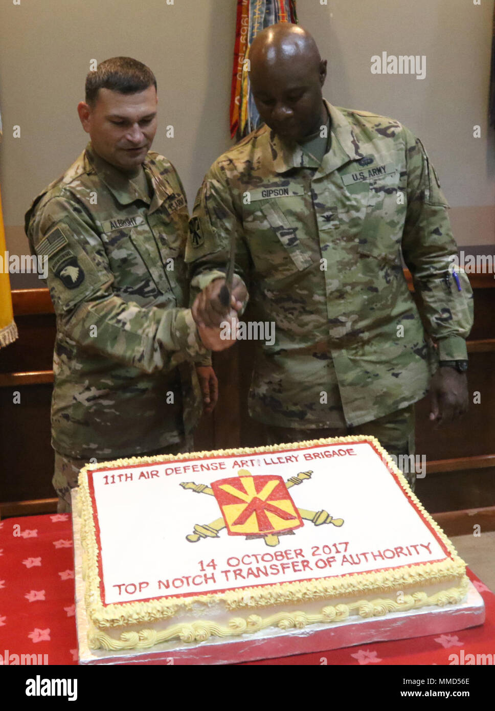Command Sgt. Maj. Paul Albright (left) and Col. Issac Gipson (right ...