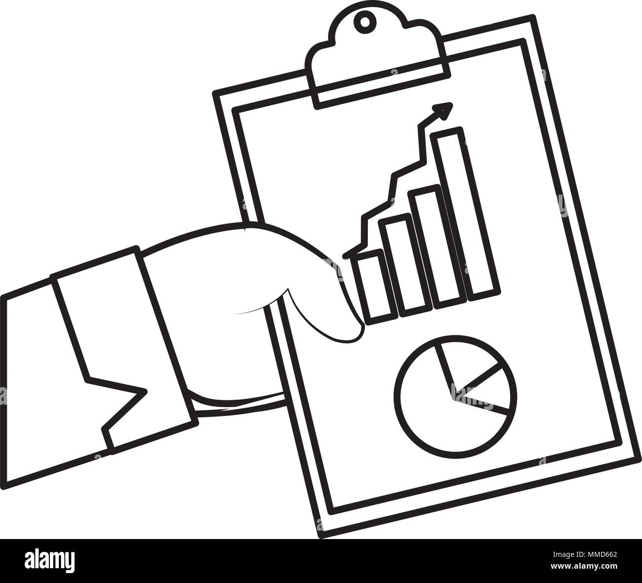 line businessman hand with statistics graphic diagram Stock Vector ...