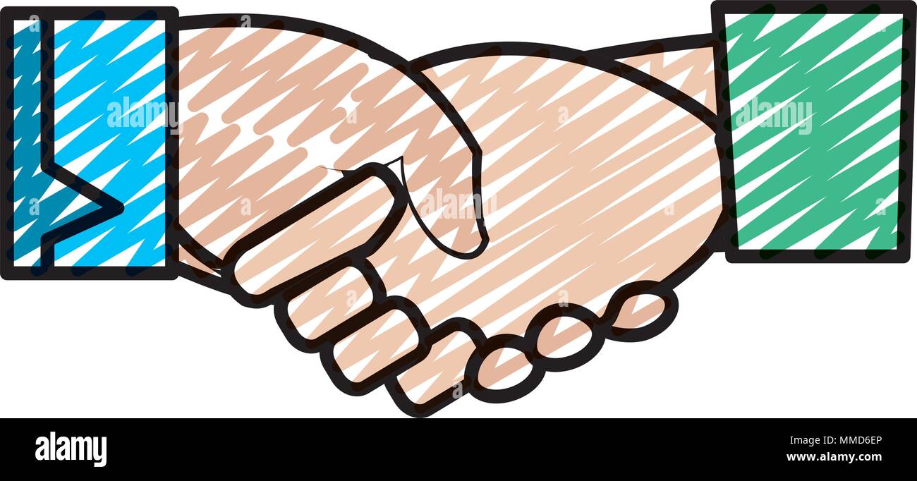 doodle businessmen shaking hands gesture communication Stock Vector ...