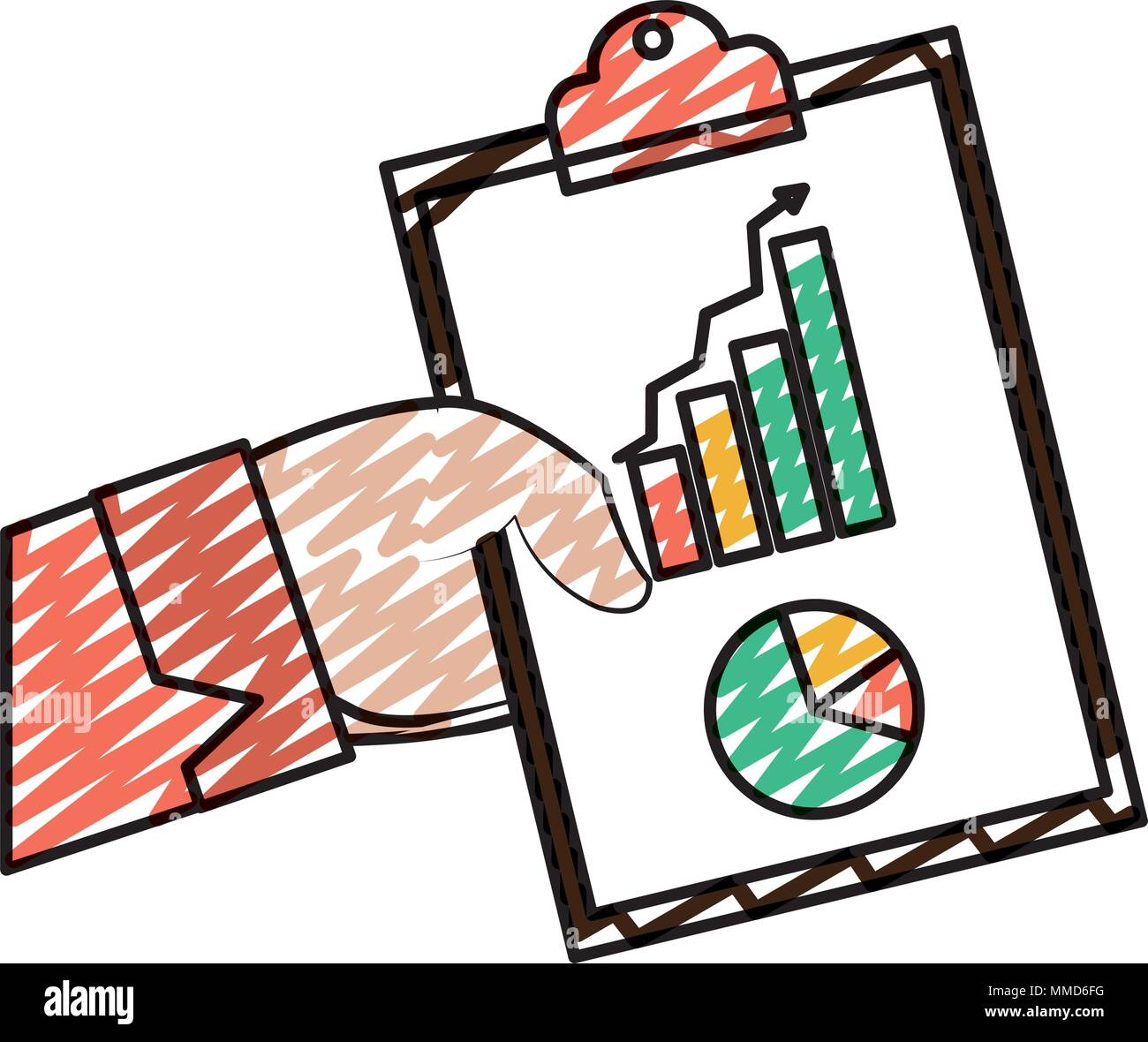 doodle businessman hand with statistics graphic diagram Stock Vector ...